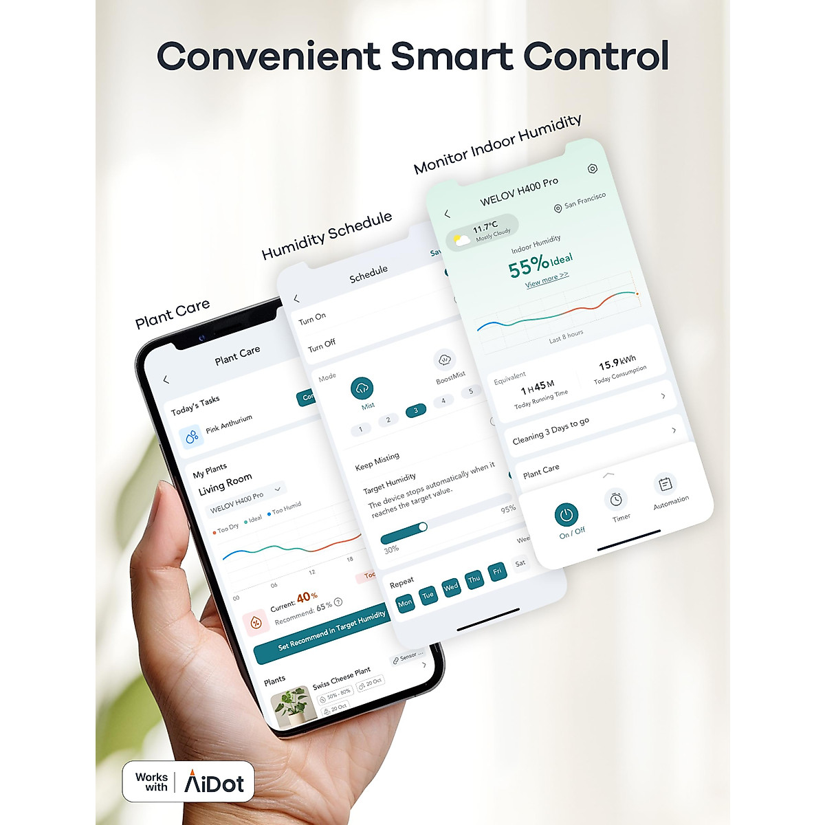 WELOV Smart Humidifiers for Large Room Bedroom, 6L Top Fill Cool Mist Humidifier with Essential Oil Diffuser, Quiet BoostMist Humidifier for Baby Nursery & Plants, App & Voice Control, Auto Mode