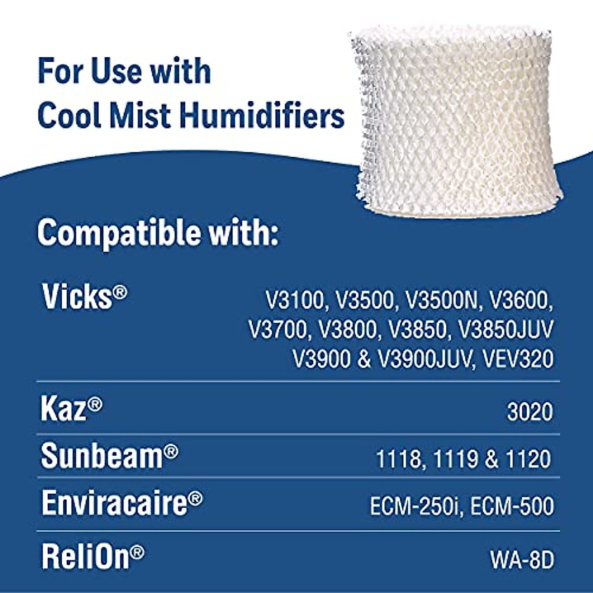 ProTec Humidifier Filter Replacement, Wicking Replacement Filter, Pack of 3 â€“ Humidifier Replacement Filter Works with Vicks Cool Mist Humidifiers and Other Models,3 Count (Pack of 1)
