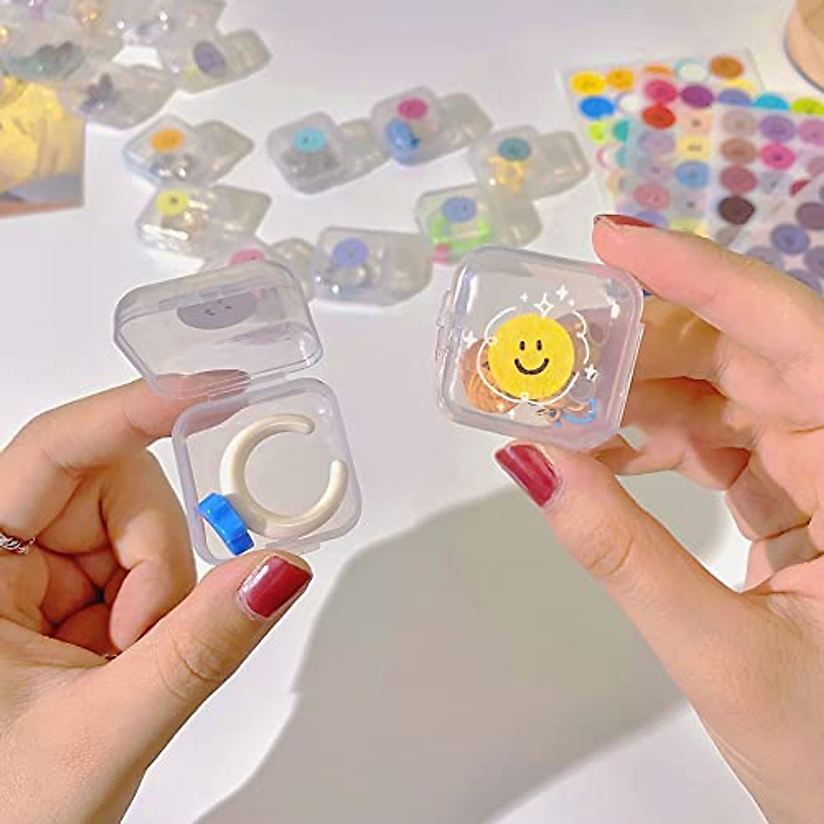 20 Pcs Small Clear Plastic Box Cases Empty Bead Storage Containers Square Earplug Storage Box Pill Containers with Hinged Lid