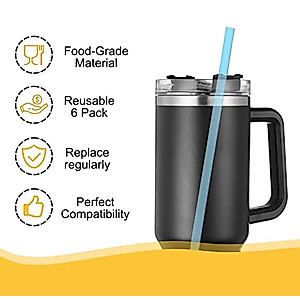 Silicone Straw Replacement 40 oz for Stanley Adventure Travel Tumbler, 6 Pack Reusable Straws Silicone Straws with Cleaning Brush Compatible with Stanley 40oz Stanley Cup Stanley Water Jug