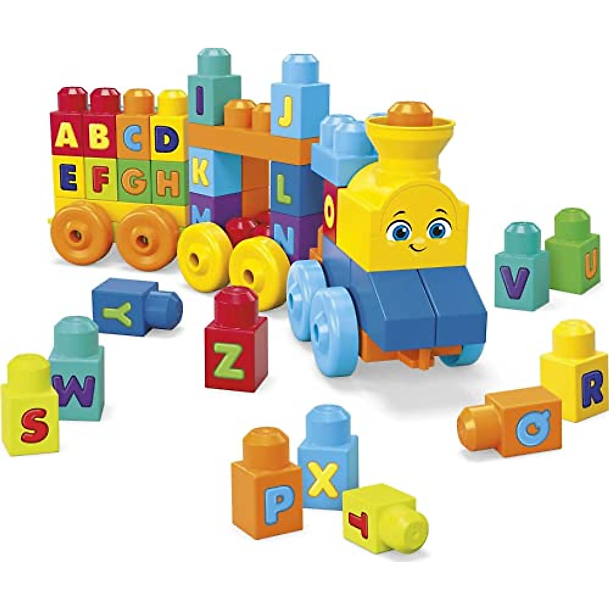 MEGA BLOKS Fisher-Price ABC Blocks Building Toy, ABC Musical Train with 50 Pieces, Music and Sounds for Toddlers, Gift Ideas for Kids Age 1+ Years