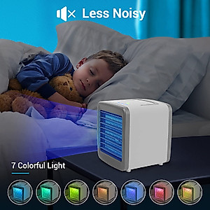 Portable Personal Air Conditioner Fan, Desk AC Cool Fan USB Recharged Outdoor Camping Mini Fan Humidifier Quiet Air Cooler Misting Fan