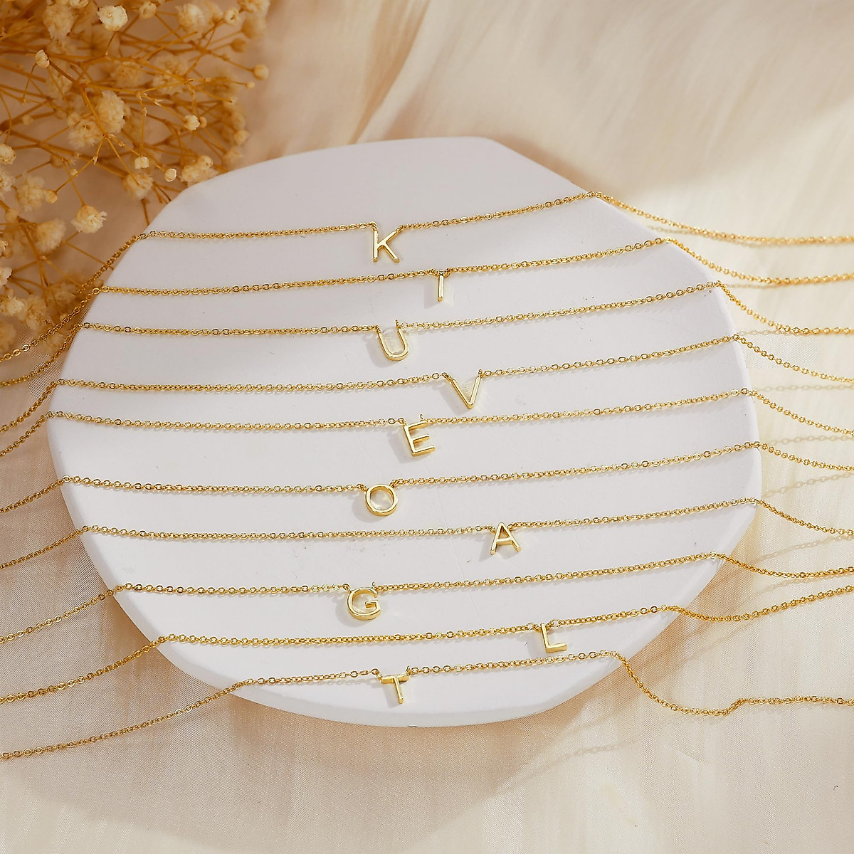 Initial necklace for Women 14k Gold Plated Dainty Letter K Necklaces Tiny Cute Initial Pendant Choker Simple Trendy Personalized Letter Name Necklaces Jewelry Gift for Women