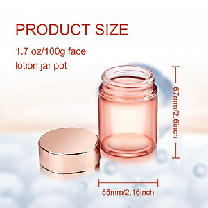 Cositina 4 Pack 3.4 oz Pink Glass Jars with Rose-Golden Lids & Inner Liners,Empty Round Storage Containers Travel Jars Pot,for Cosmetics,Gel,Eye shadow,Makeup,Face cream Lotion