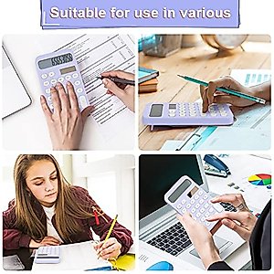 VEWINGL Standard Calculator 12 Digit,Desktop Dual Power Battery and Solar,Desk Calculator with Large LCD Display for Office,School, Home & Business Use,Automatic Sleep.5.7 * 3.5in (Purple) (XT-50)