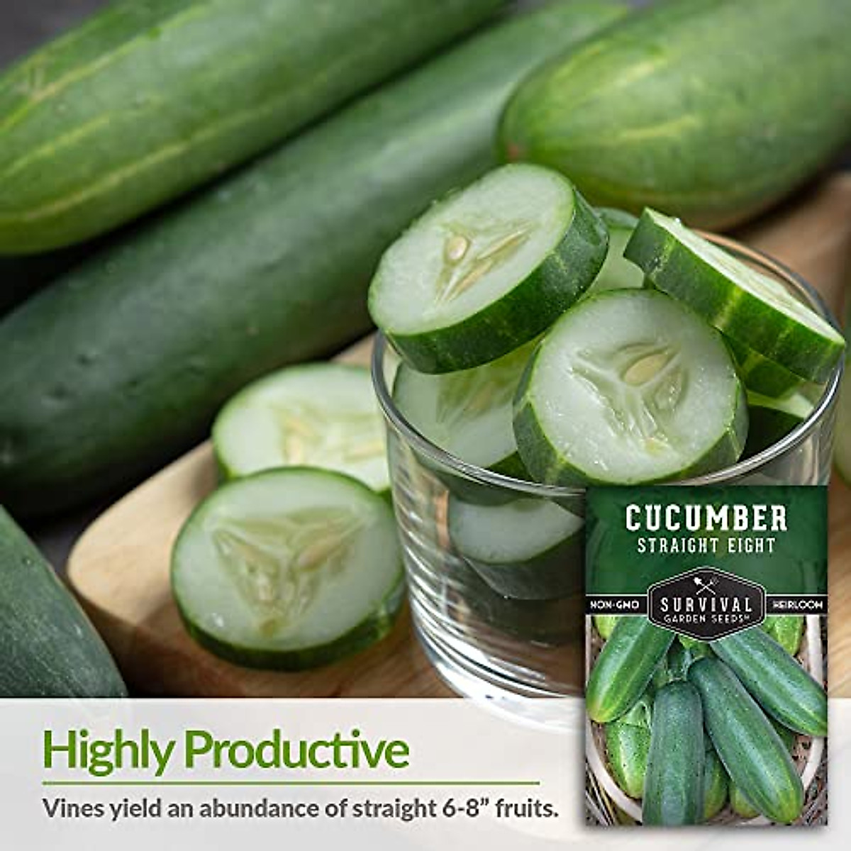 Survival Garden Seeds - Straight Eight Cucumber Seed for Planting - Packet with Instructions to Plant and Grow Pickling and Slicing Cucumbers in Your Home Vegetable Garden - Non-GMO Heirloom Variety