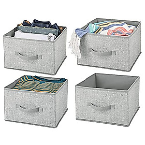 mDesign Fabric Bin for Cube Organizer - Foldable Cloth Storage Cube - Collapsible Closet Storage Organizer - Folding Storage Bin for Clothes and More - Lido Collection - 4 Pack - Gray