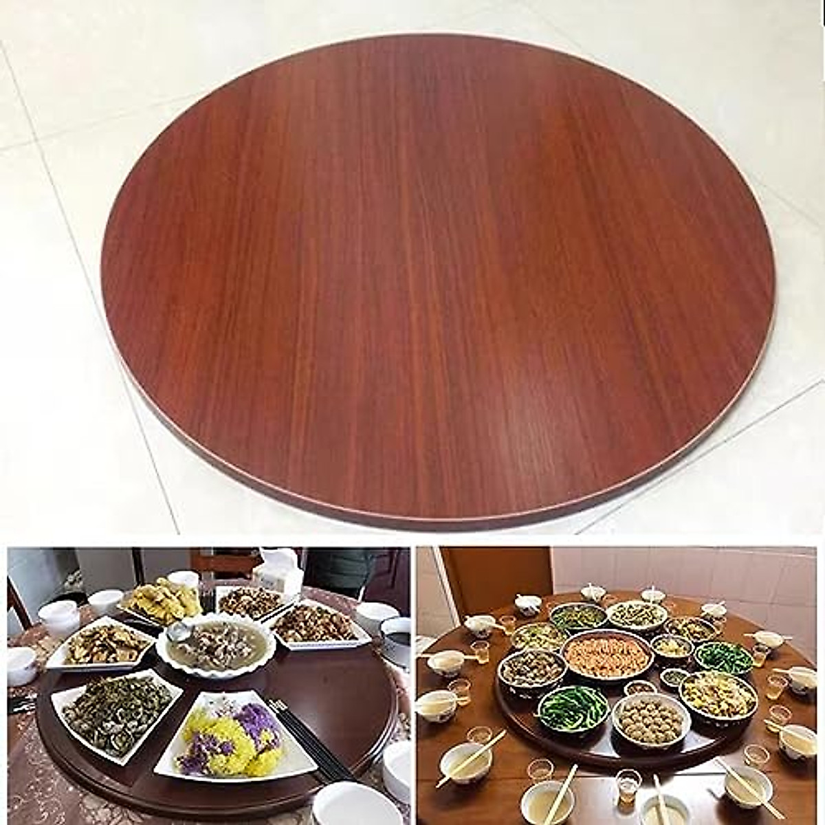 DOUKI Lazy Susan Turntable For Dining Table Wood Dining Table Turntable, Wood Swivel Serving Tray, 30in Large Rotating Serving Plate Rotating Tray (Color : Beige, Size : 20inch(50cm))