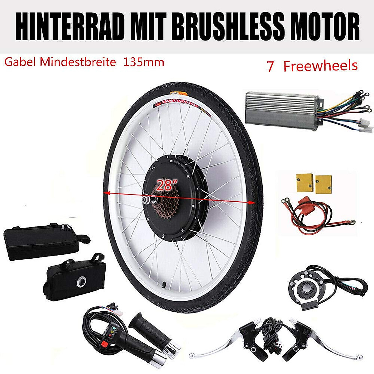 HarBin-Star Electric Bike Conversion Kit, 48V 1000W 28" Rear Wheel Powerful Motor E-Bike Conversion Kit, Electric Bicycle Motor Kit Dual Mode Controller Twist Throttle PAS