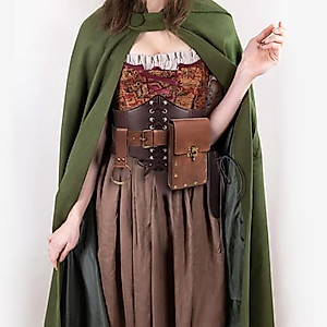 SUMGOGO Womens Corset Belt Belt Pouch Waist Bag Fanny Pack Phone Holder Medieval Renaissance Costume Accessories (Brown, S-Waist/25.6"-34")