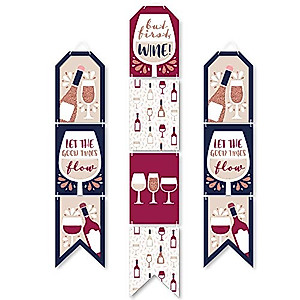 Big Dot of Happiness But First, Wine - Hanging Vertical Paper Door Banners - Wine Tasting Party Wall Decoration Kit - Indoor Door Decor