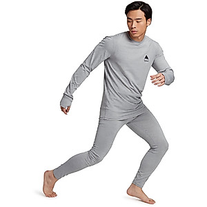 Burton Mens' Lightweight X Base Layer Crewneck Top (US, Alpha, Small, Regular, Regular, Gray Heather)