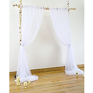 White Backdrop Curtain for Parties 10 ft x 10 ft Sheer Tulle Backdrop Drapes for Wedding Ceremony Birthday Baby Shower Photo Backdrop Curtain Decorations 2 Panels 5ft x 10ft