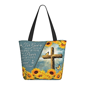 MORGOMON Christian Gifts Reusable Shopping Tote Bag Zippered Inspirational Tote Bags for Women Scripture Bible Verse Shoulder Bag Religious Gift Perfect for Church Work Travel Groceries Books