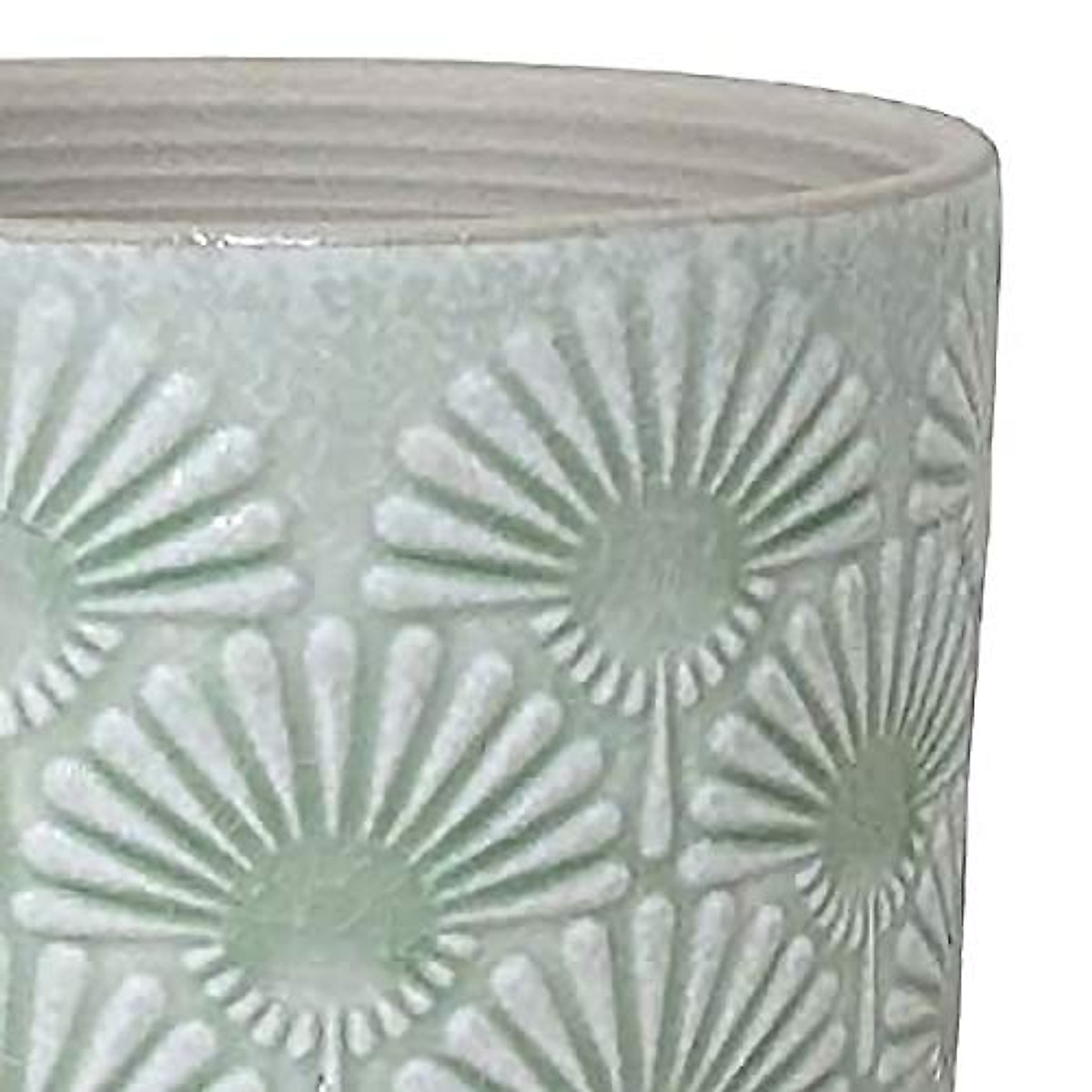 Amazon Brand - Stone & Beam Medium Fan-Embossed Planter, 6"H, Seafoam Green