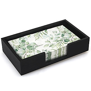 Black Wooden Napkin Holder Guest Towels Holder Flat Bathroom Napkin Holder Disposable Hand Towel Tray Cocktail Napkin Holder for Table Countertop Paper Towel Holder Basket Modern Kitchen Napkin Holder