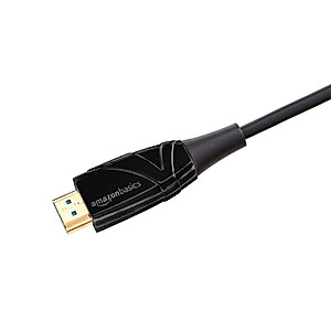 Amazon Basics HDMI Fiber Optic Cable, 18Gbps High-Speed, 4K@60Hz, 2160p, 48-Bit Color, Ethernet Ready, 30 Foot, Black