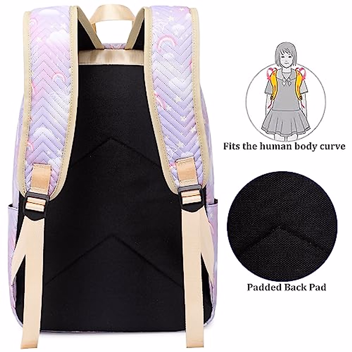 JIANYA Backpack for School Girls Backpacks Kids Backpack with Lunch Box Lightweight Bookbag School Bag for Preteen Girl