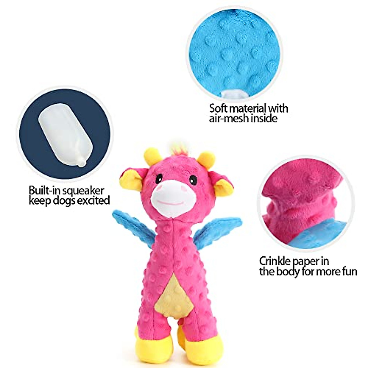 Dog Toys, Puppy Toys with Crinkle Paper Cute Squeaky Dog Toys Dog Chew Toys for Small Medium Large Dogs