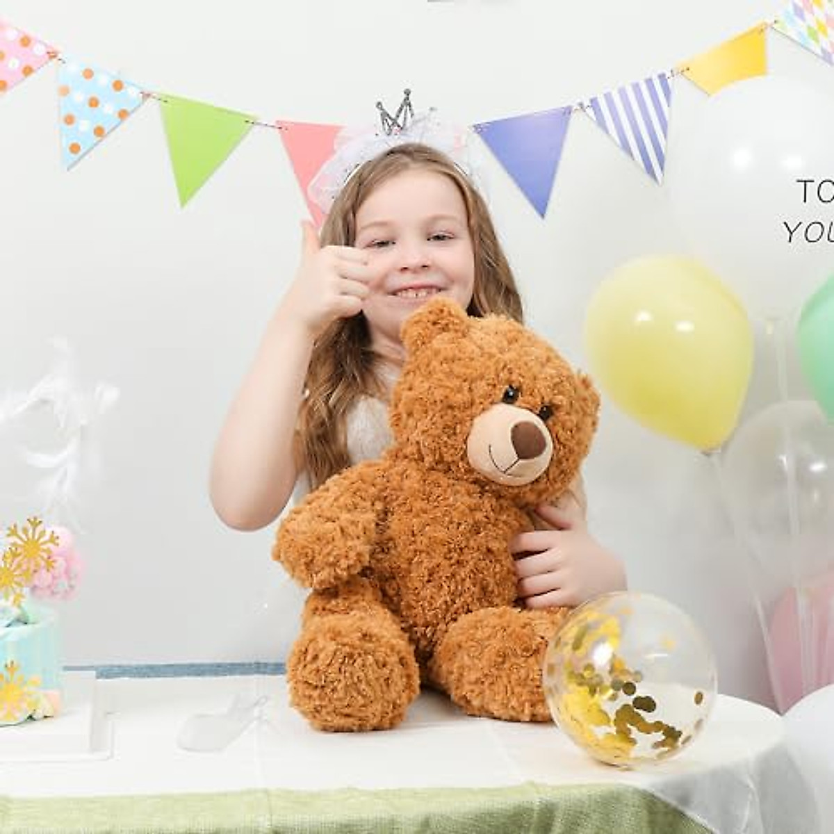 Tezituor Small Teddy Bear Stuffed Animals 18inch, Cute Little Teddy Bear Plush Toys for Kid Girl Boy (Brown)