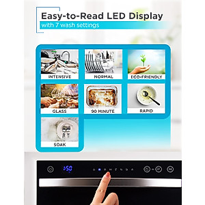 BLACK+DECKER BCD6W Compact Countertop Dishwasher, 6 Place Settings, White