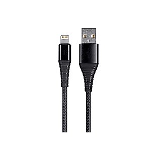 Monoprice Apple MFI Certified Lightning to USB Type A Charge & Sync Cable - Nylon-Braid, Durable, Kevlar-Reinforced, 1.5 Feet, Black - AtlasFlex Series