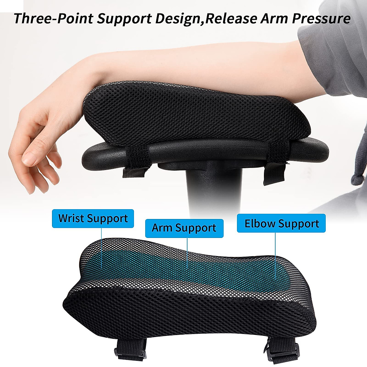 Fuloon Ergonomic Office Chair Armrest Cushion, Elbow Pillow with Cooling Gel for Elbow and Forearm Pressure Relief for Computer Chairs, Gaming Chairs, Office Chairs and Wheelchairs