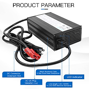 YEWY 14.6V 40A LiFePO4 Battery Charger for 4S 12.8V LiFePO4 Battery Pack Smart Charge Auto-Stop1