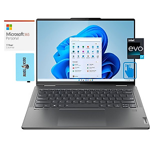 Lenovo Yoga 7i Home & Business 2-in-1 Laptop (Intel i7-1355U 10-Core, 16GB LPDDR5 5200MHz RAM, 1TB M.2 2242 PCIe SSD, Intel Iris Xe, 14.0" Win 11 Pro) with MS 365 Personal, Dockztorm Hub