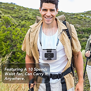 Astaowl Waist Fan,Personal Fan Portable USB Rechargeable Waist Clip Fan Working Fan Hand Free 10000mAh, 6-32hours Wearable Cooler Fan