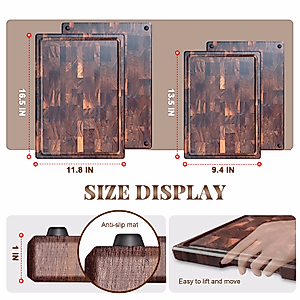 COCOBOSS Walnut Cutting Boards for Kitchen Chopping Board End Grain Cutting Board Premium Black Walnut Wood Cutting Board with Juice Groove, Non-Slip Feet & Handles(13.5 x 9.4 x 1.0 Inch, Gift Box)