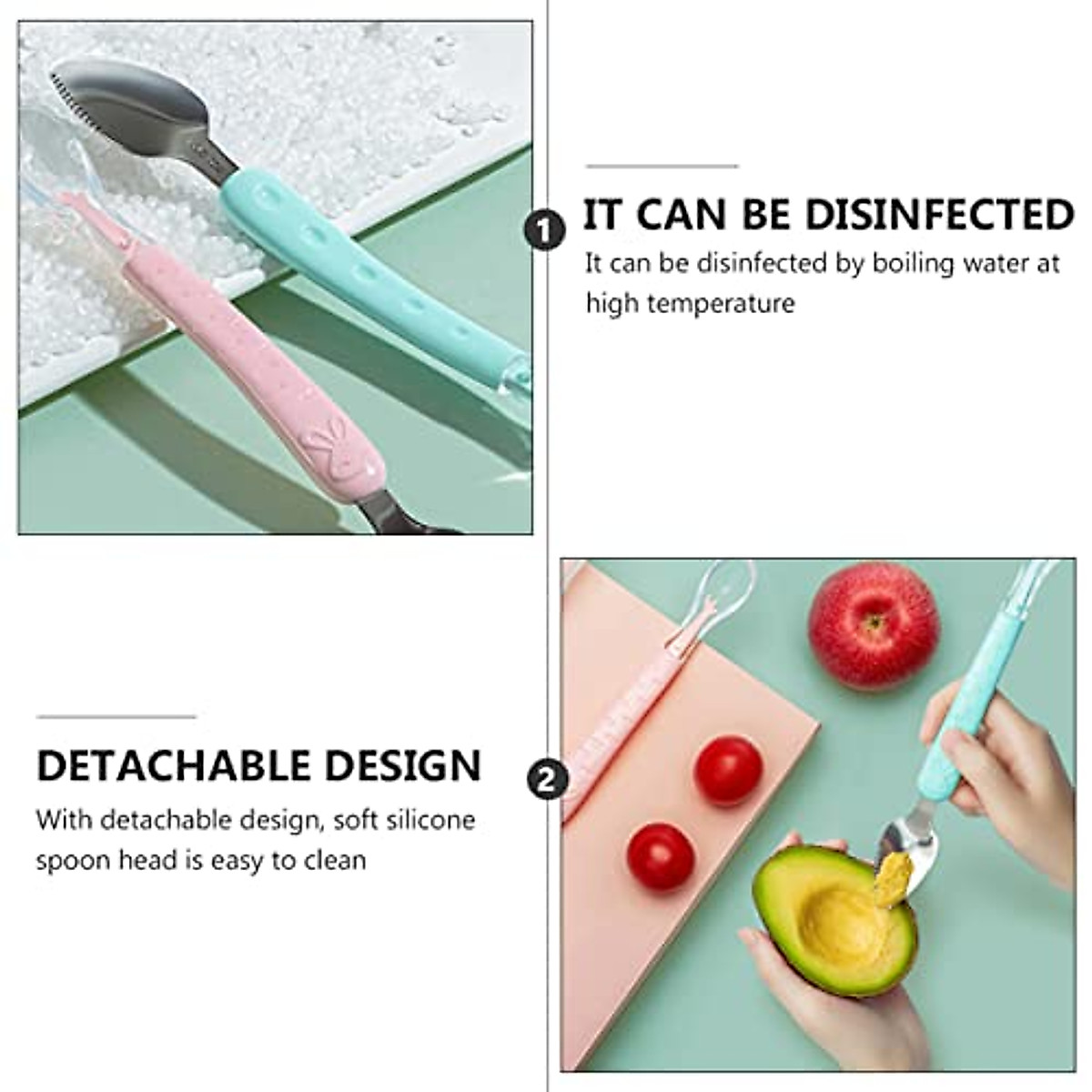 Toddmomy 2 Sets Grapefruit first feeding spoon grapefruit spoons serrated training spoon Spoons Feeding Spoon