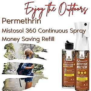 Zone Protects Realtree Invisible Hunter Permethrin Insecticide - 10oz Continuous Spray, Protects Gear & Tents, 0.5% Permethrin, Kills on Contact