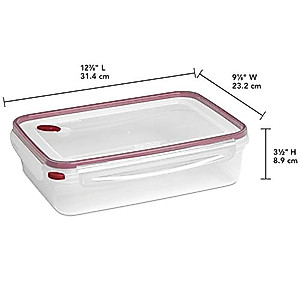 Sterilite 0 Ultra-Seal 16 Cup Food Storage Container, See-Through Lid & Base with Rocket Red Accents, 4-Pack