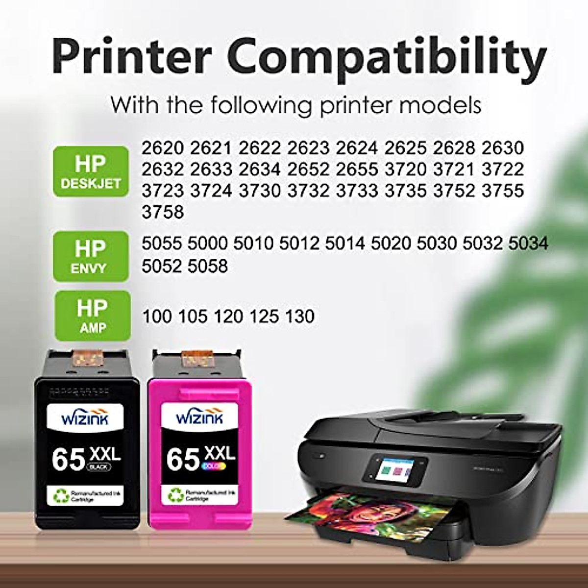 65XL Ink Cartridge Combo Pack Replacement for HP 65XL XL Ink Cartridge Black and Color for  DeskJet 3755 3752 3772 3720 Envy 5058 5052 5055 5034 5032 Deskjet 2652 2624 2655 2680 AMP 100 105 120