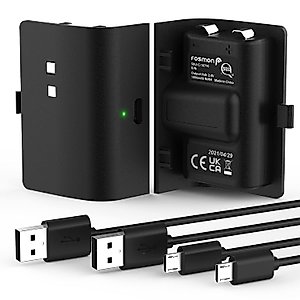 Fosmon Rechargeable Battery Pack Compatible with Xbox Series X/S Controllers (Not for Xbox One / 360) Controller (2 Pack), Works with Fosmon Charging Dock C-10765/C-10769/C-10773/C-10774 - Black