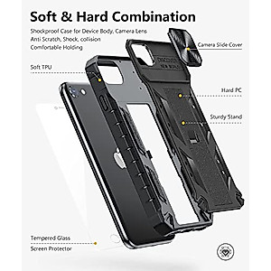 SOiOS for iPhone SE 2022 Phone Case: iPhone SE 2020 / 2nd / 3rd / 8/7 / 6s / 6 Case with Kickstand - Heavy Duty Military Grade Drop Protection Phone Cover - Rugged Protective Shockproof Bumper Black
