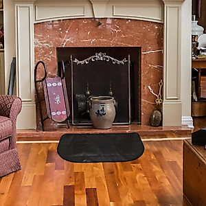 NQEUEPN Fireplace Mat, 42x24 Inch Hearth Pad Half Round Fire Flame Resistant Floor Covering Protection Heat Proof Grill Mat for Wood Stove Indoor Outdoor (Black)