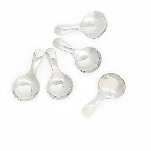 4pcs 304 Stainless Steel Spoon, Short Handle Spoon, Cute Dessert Ice Cream Spoon, Titanium Plated Tea Coffee Round Spoon,Milk Powder Condiments Spoon (Silver)