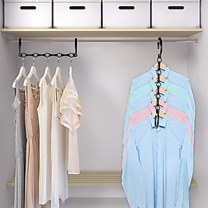 ZEDODIER Space Saving Hangers，Magic Hangers 10 Pack Sturdy Plastic Closet Space Saver Closet Organizer（Black）