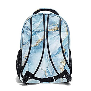 Blue Marble Backpacks for Girls Boys Kids Waterproof Student School Bookbag Lightweight Casual Daypack for Men Women Teens Personalized Laptop Travel School Bag with Multiple Pockets