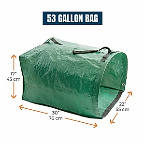 MEKKAPRO Big Gulp Leaf Garden Bag, 2-Pack with Reinforced Handles, 53 Gallon, Flat Reusable Yard Waste Bags, Lawn Pool Garden Waste Bag, Gardening Bags, Leaf Bag Lawn Bags