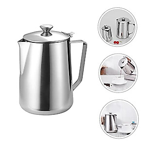 Zerodeko Cold Water Jug Latte Art Pitcher Milk Froth Pitcher Milk Frothing Cup Pulling Coffee Flowers Cup Iced Tea Mugs Espresso Cup Coffee Machine Milk Frother Cup Stainless Steel Silver