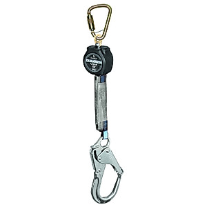 FallTech 72706SB5 MINI DuraTech 6' Compact Web SRL - 6' Mini SRD Single-Leg Steel Carabiner and Aluminum Rebar Hook, 6', Black