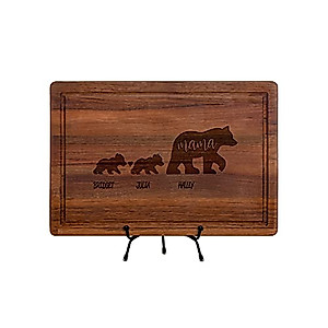 Mothers Day Gifts, Mama Bear Cutting Board with Kids Name, Personallized Mothers Day Gifts for Mom, Mom Birthday Gifts from Daughter Son, New Mom Gifts, Gifts for Women, Made in USA