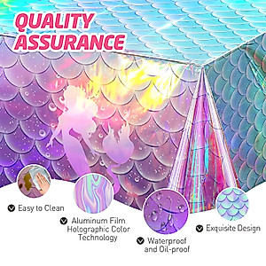 146Pcs Mermaid Plates and Napkins Mermaid Party Supplies Includes Plates, Napkin, Fork, Cup, Straw, Tablecloth, Banner for Baby Shower Ocean Birthday Party Decorations, Serves 24 (Mermaid)