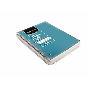 Amazon Basics Wide Ruled Wirebound Spiral Notebook, 100 Sheet - 5-Pack, Assorted Solid Colors