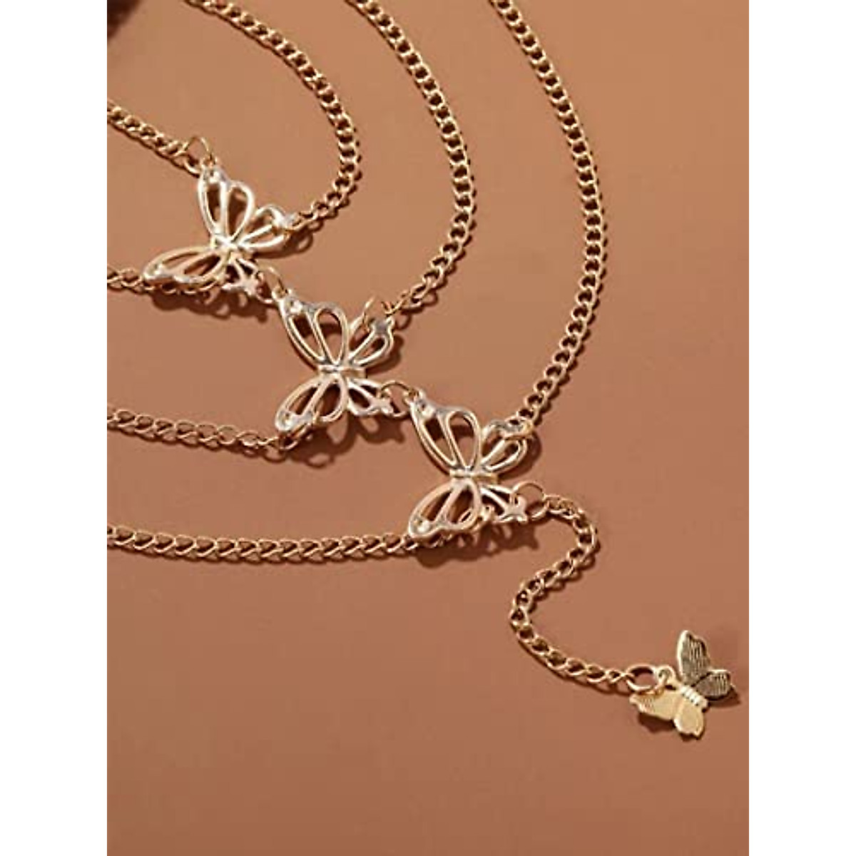 Body Chain Jewelry for Women Boho Butterfly Thigh Chain Leg Chain Jewelry Rhinestone Thigh Harness Stretch Body Jewelry for Nightclub Beach Outfits Accessories(Gold Butterfly)