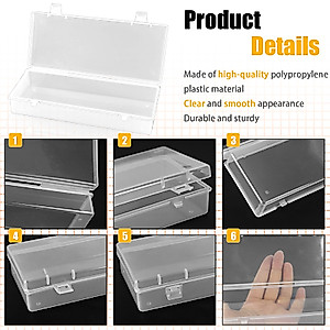 Fansunta 10 Pcak 6'' Plastic Storage Boxes, Small Storage Containers with Hinged Lids, Rectangle Clear Boxes for Beads, Jewelry, Game Pieces, Pens and Crafts Items(6.2'' x 2.5'' x 1.2'')