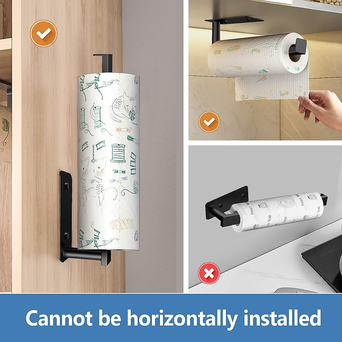 Paper Towel Holder JSVER Roll Paper Towel Rack, Drilling Paper Towel Holder Wall Mount, Paper Towel Holder for Bathroom, Kitchen, Under Counter Paper Roll Rack